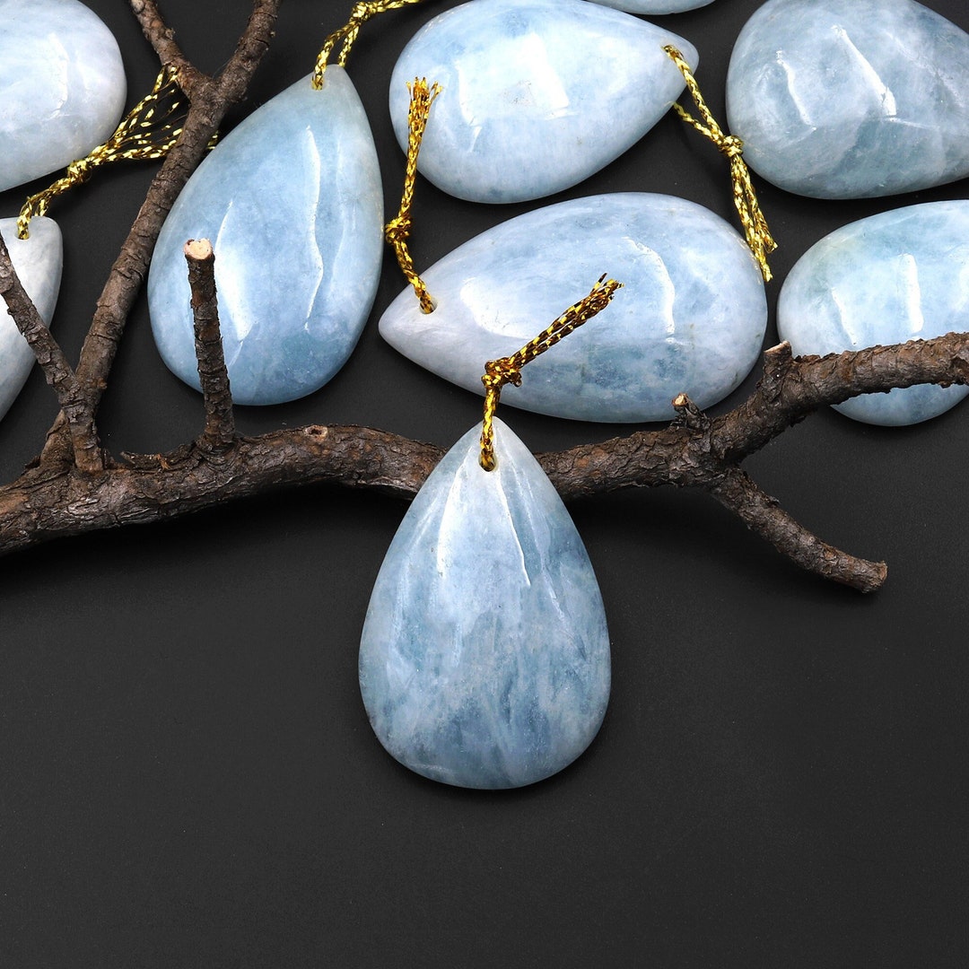 Natural Soft Blue Aquamarine Teardrop Pendant Gemstone - Etsy