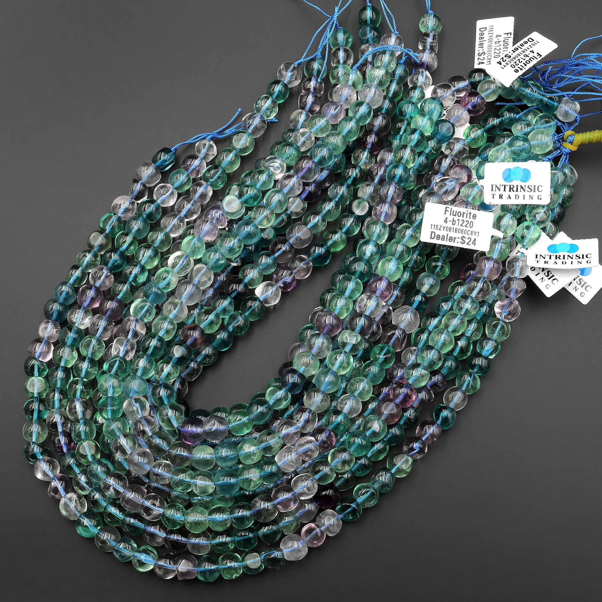 Extra Translucent Vibrant Natural Green Blue Purple Fluorite Smooth off ...