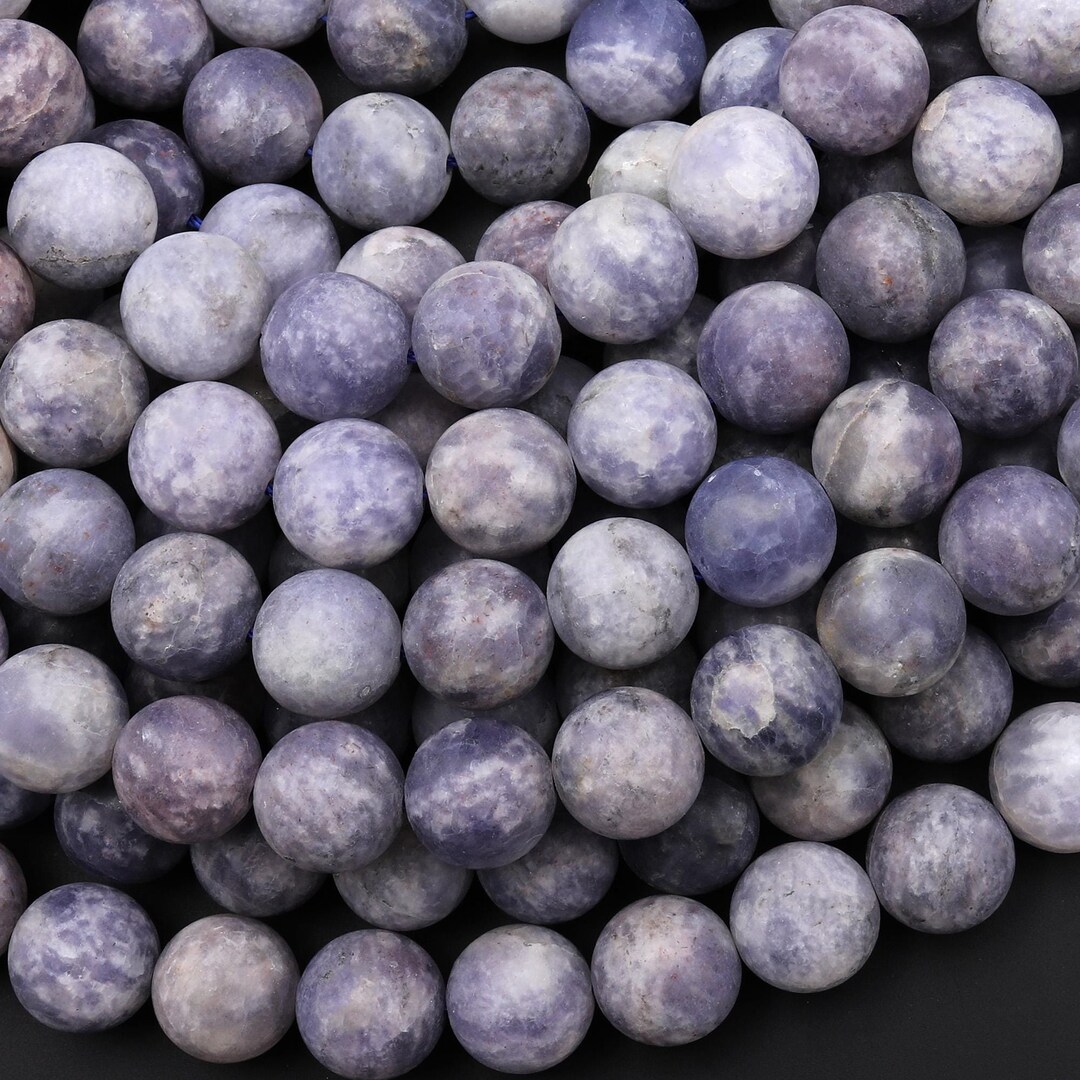 Matte Natural Iolite Round Beads 3mm 4mm 6mm 8mm 10mm 12mm 14mm Real ...