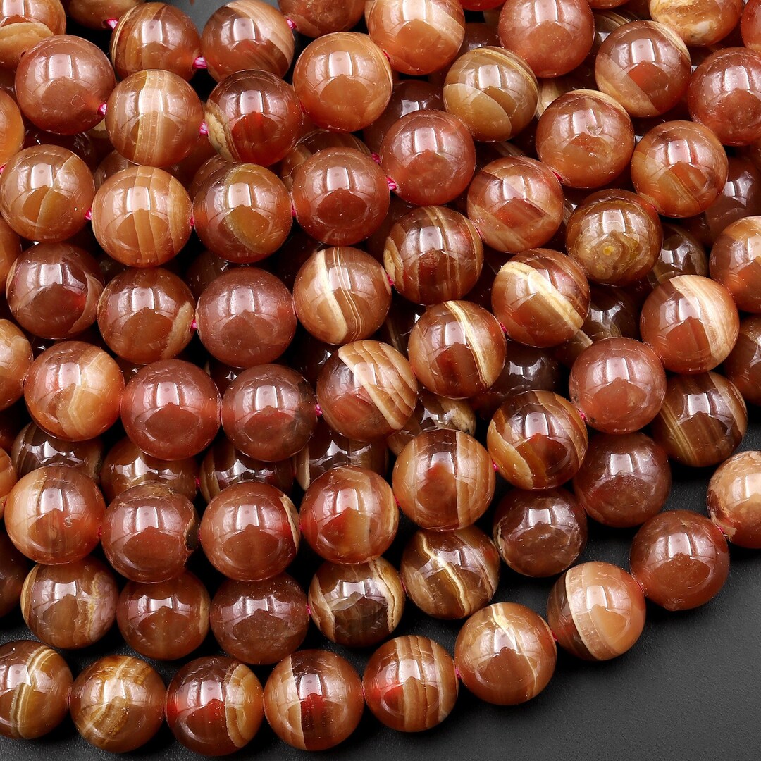 AAA Natural Honey Brown Rhodochrosite 6mm 8mm Round Beads Caramel Bands ...