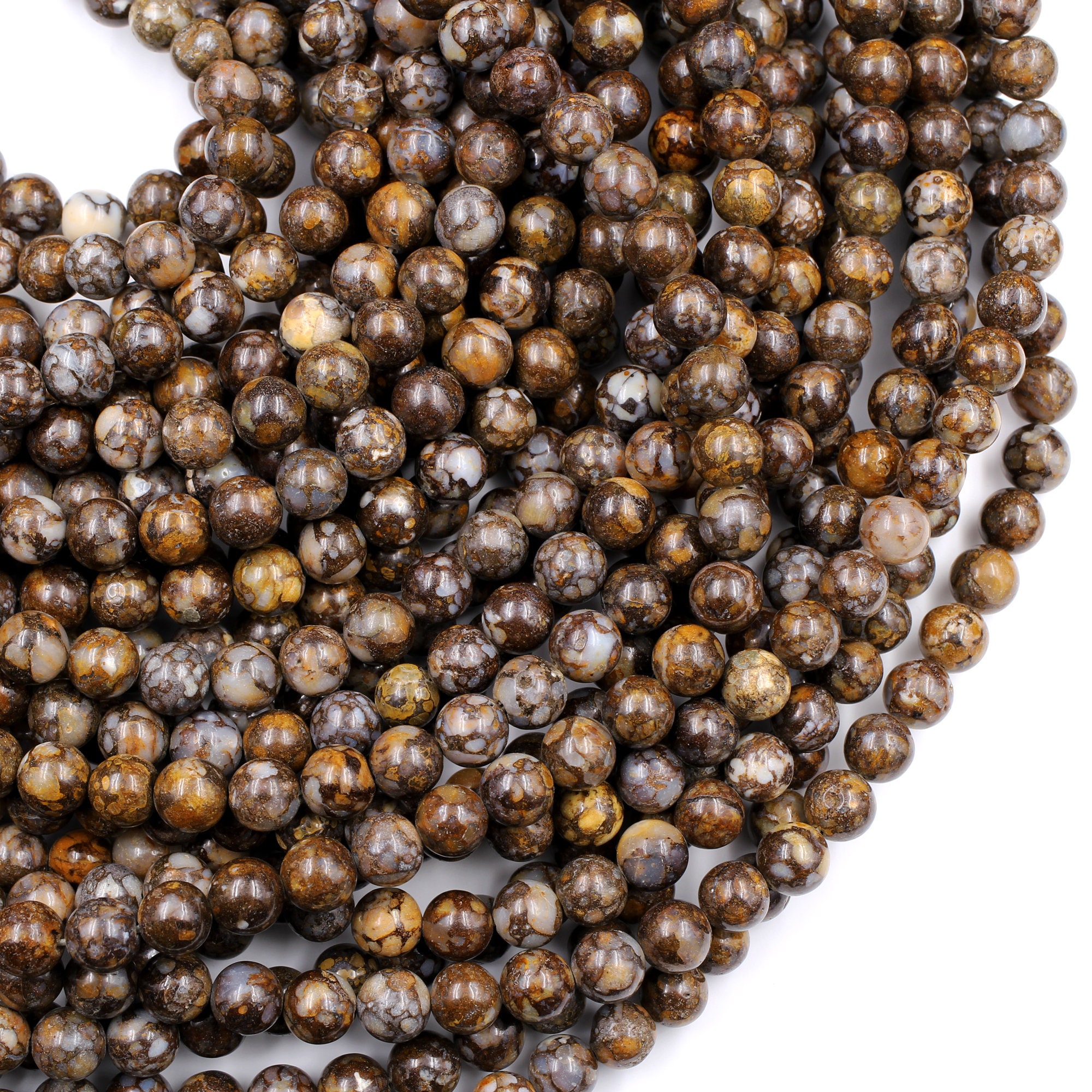 Natural African Lace Opal Round Beads 6mm 8mm 10mm Earthy Brown ...