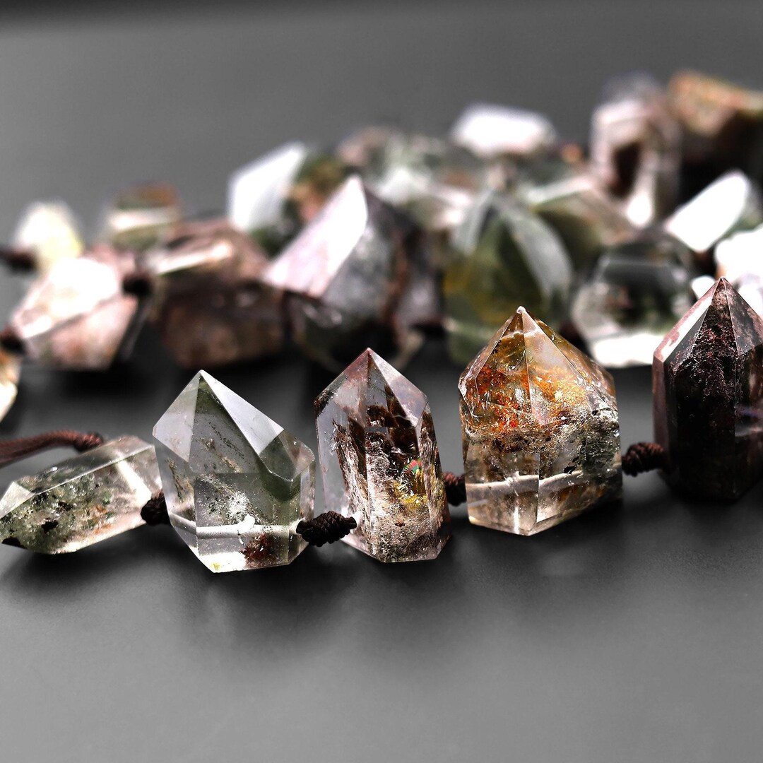 Natural Phantom Lodalite Quartz Pendant Point Gemstone Crystal Beads ...