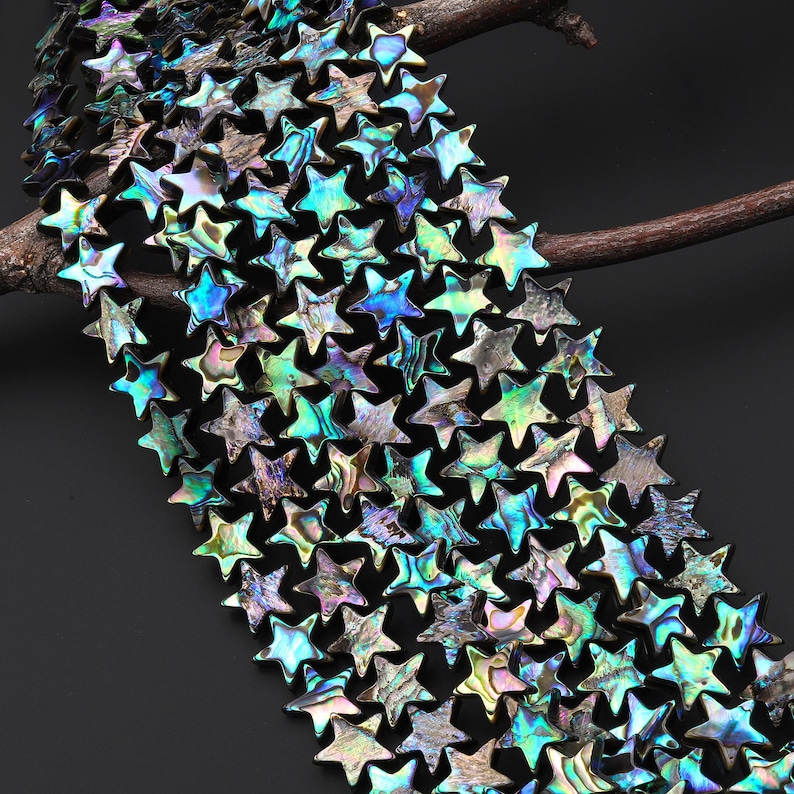 AAA Genuine Abalone Shell 8mm 10mm 12mm 16mm Star Beads Iridescent ...