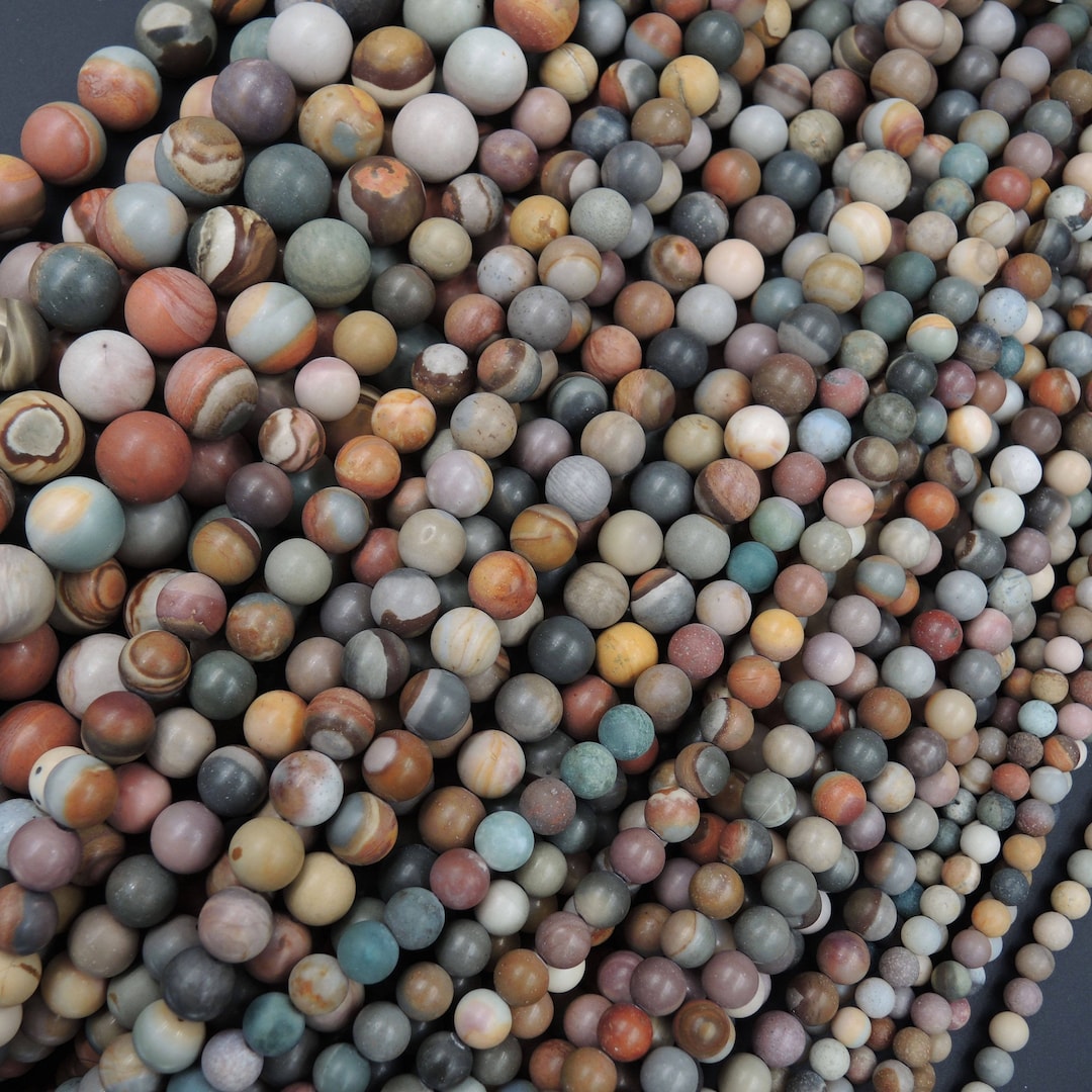 Matte Natural Polychrome Landscape Ocean Jasper 6mm 8mm 10mm 12mm 14mm ...