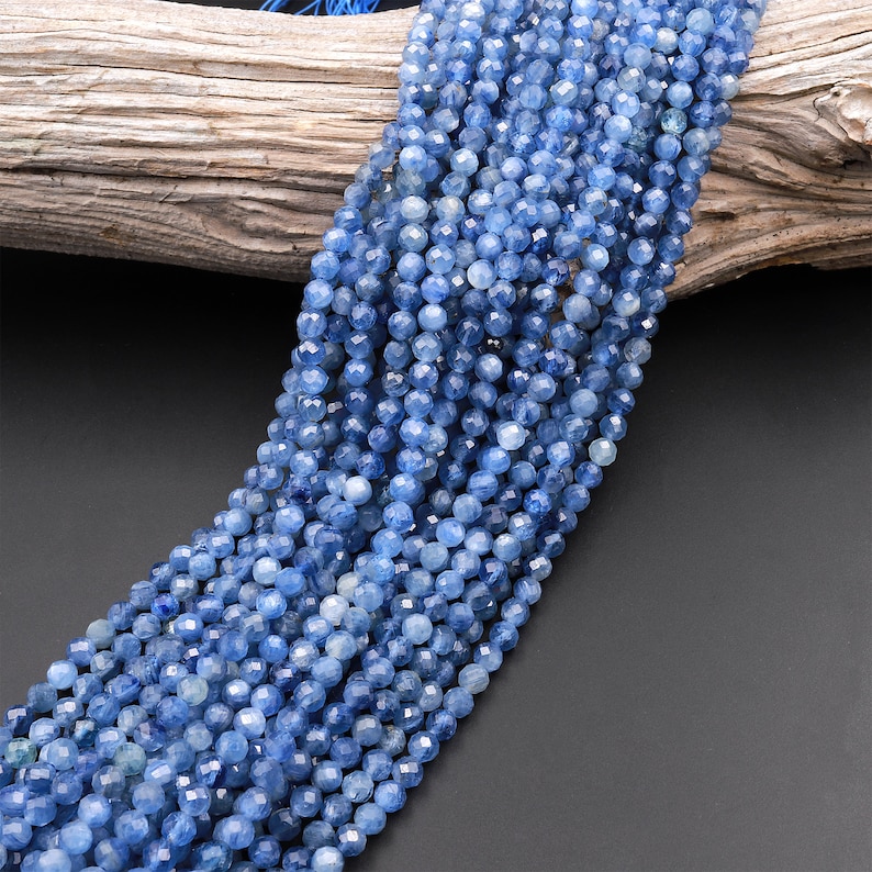 AAA Natural Blue Kyanite Faceted 2mm 3mm 4mm 5mm Round Beads 15.5 ...