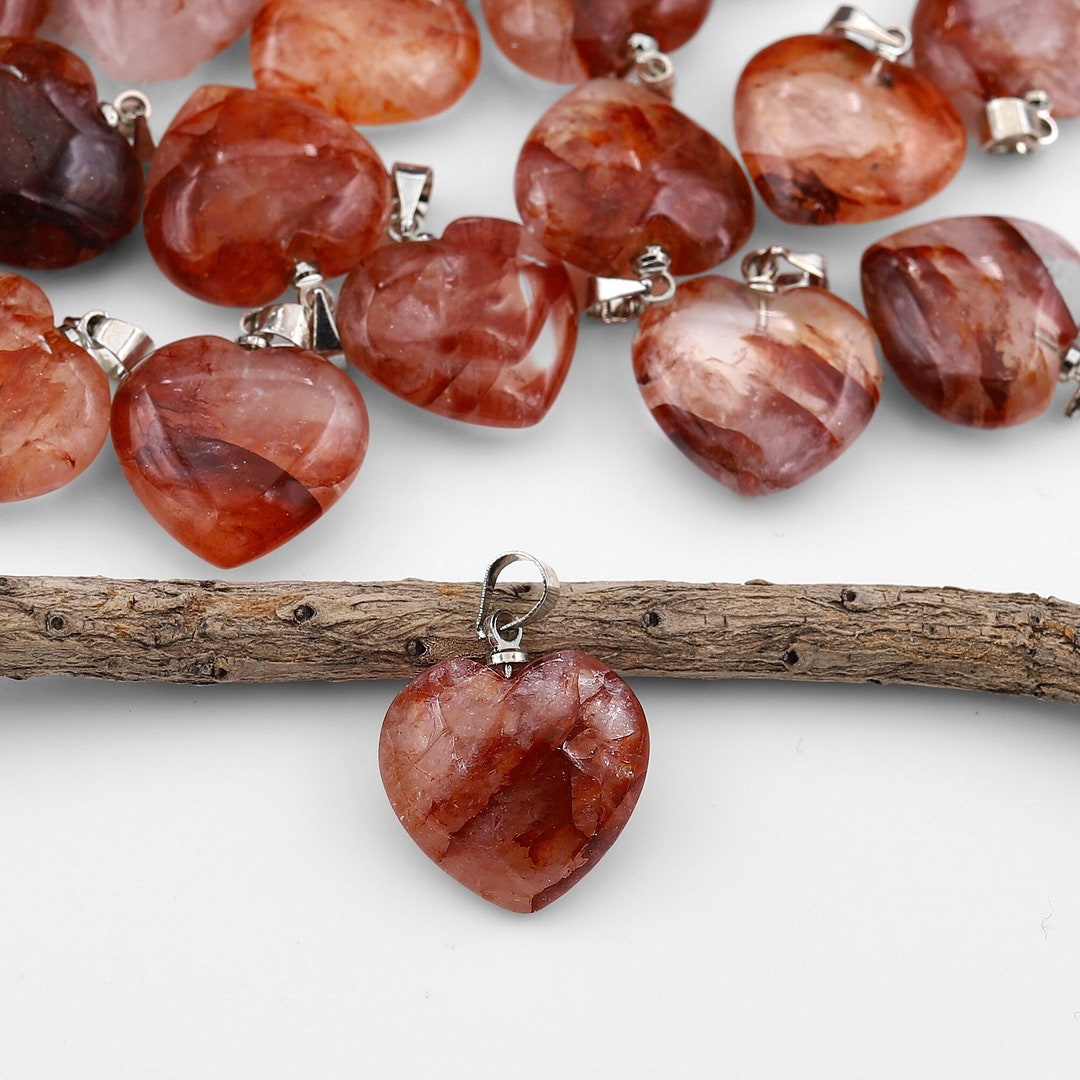Natural Red Lepidocrocite Quartz Heart Pendant Gemstone - Etsy