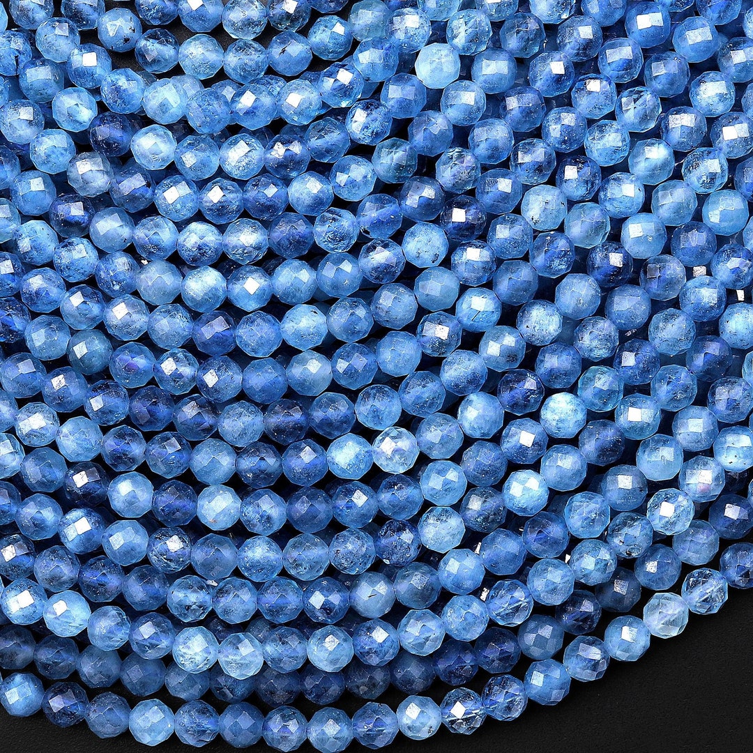 AAA+ Faceted Natural Blue Santa Maria Aquamarine 4mm Round High Quality ...