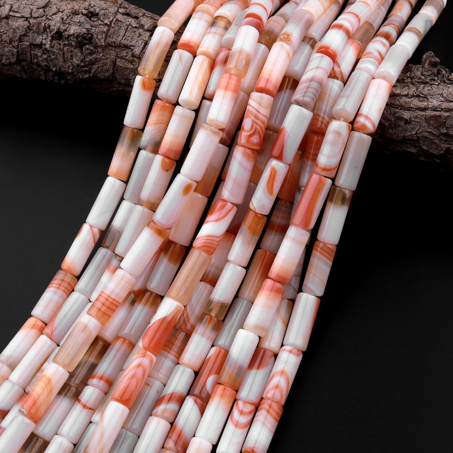 Natural Red Agate Tube Cylinder Beads 15.5" Strand - Etsy