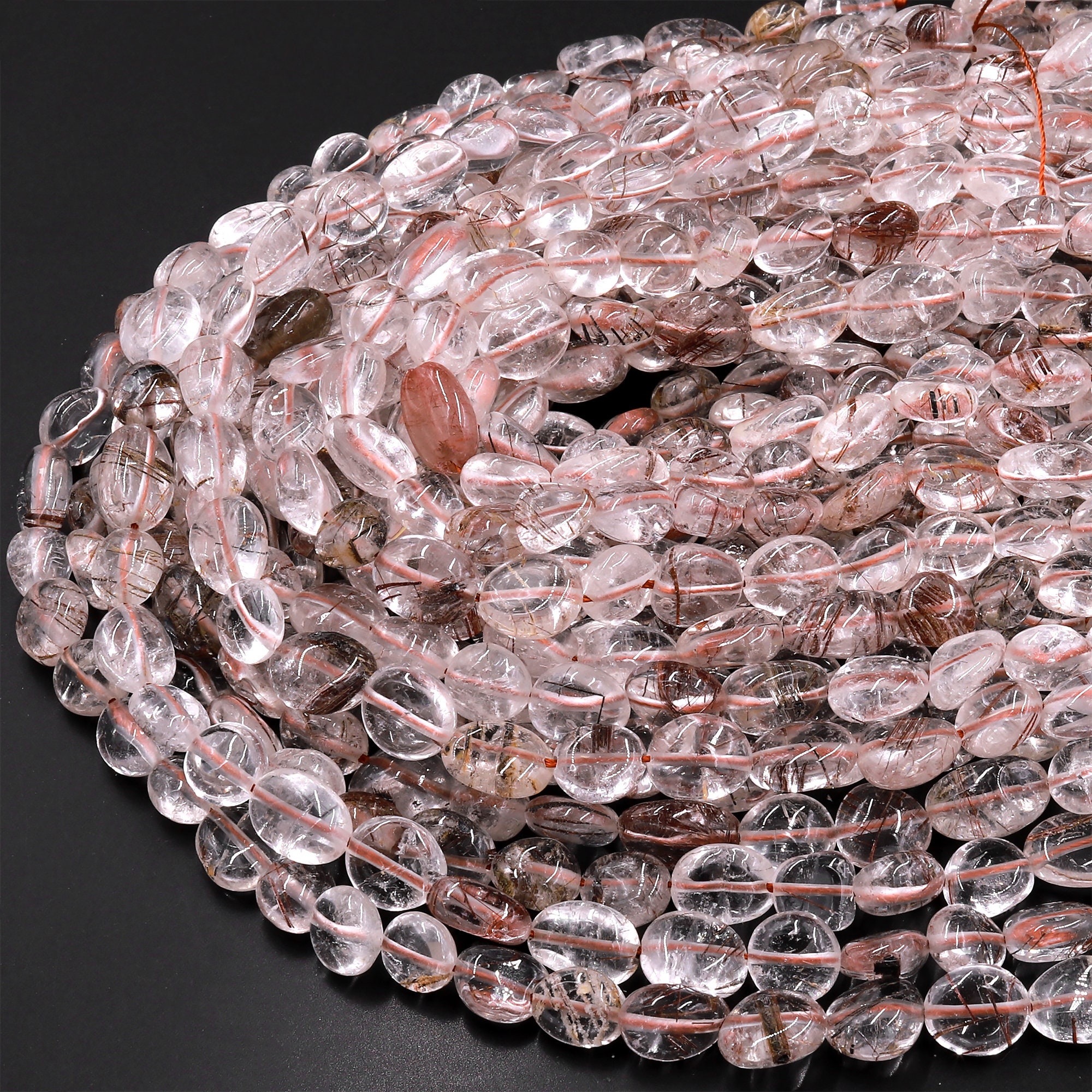 Natural Red Rutile Quartz Freeform Oval Pebble Nugget Beads - Etsy