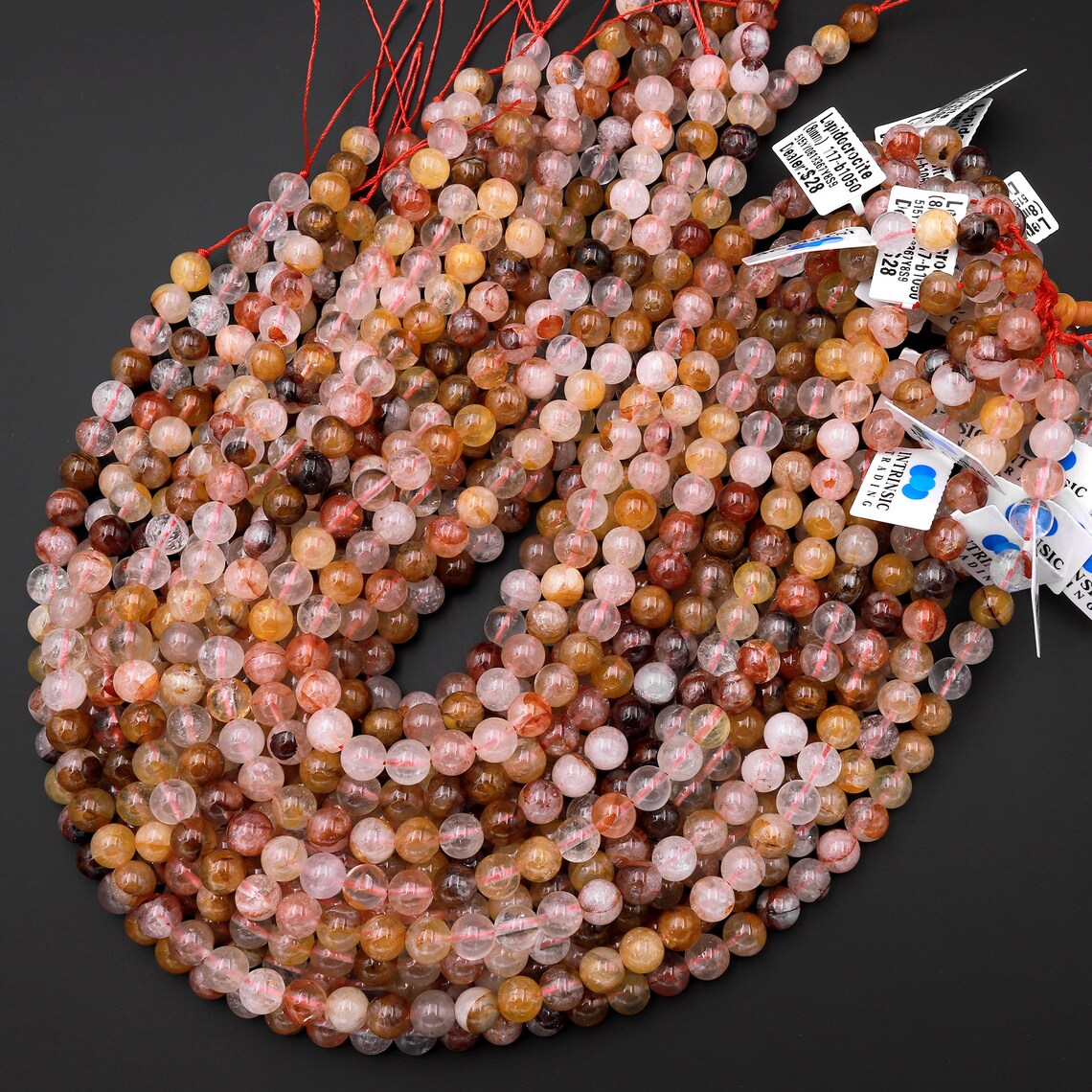 Natural Red Golden Lepidocrocite Quartz 6mm 8mm 10mm Round Beads ...