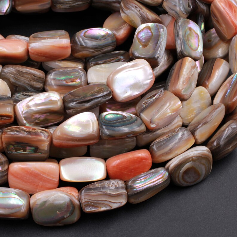Rare Natural Orange Abalone Shell Beads Rectangle Tube Nugget | Etsy