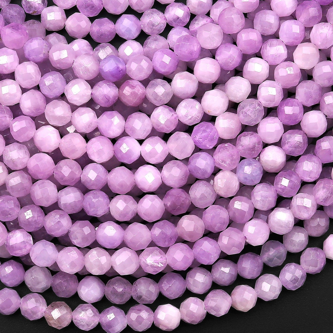 AAA Natural Kunzite Faceted 2mm 3mm 4mm 5mm Round Beads Real Genuine ...
