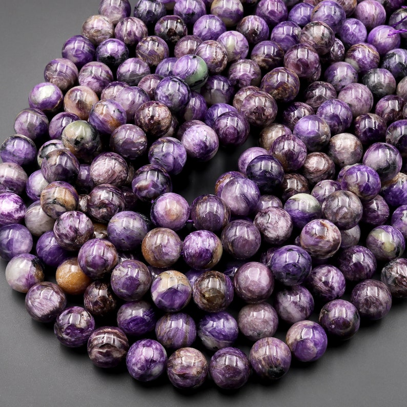 Natural Russian Charoite 12mm Round Beads Rich Purple Charoite High ...