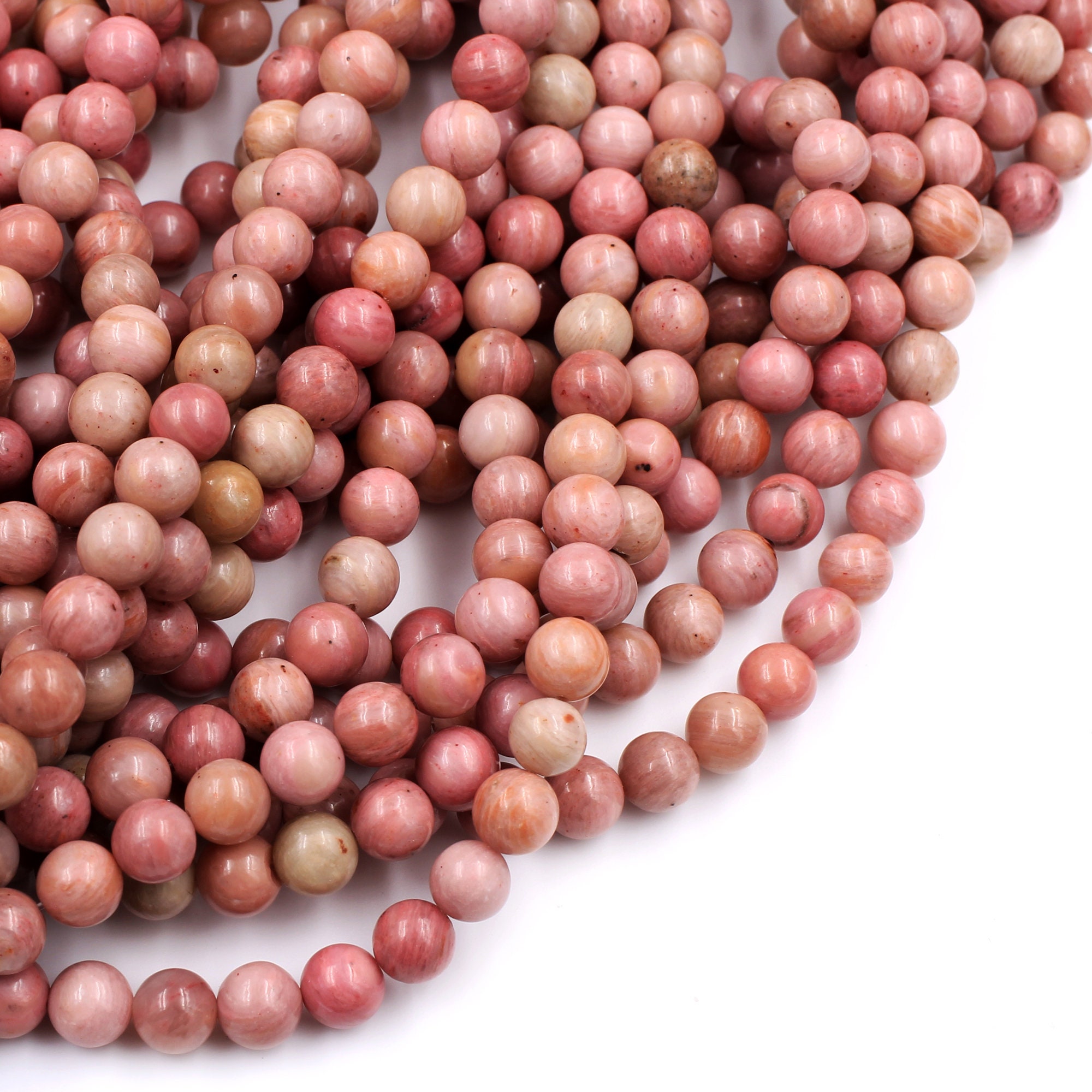 Natural Pink Petrified Rhodonite Beads 4mm 6mm 8mm 10mm Round - Etsy