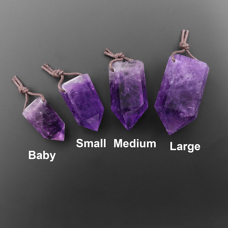 AAA Natural Purple Amethyst Obelisk Point Healing Crystal Pendant Side ...