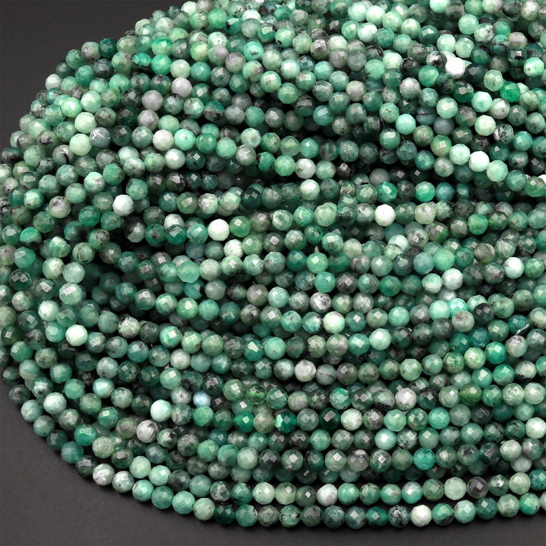 Real Genuine Natural Green Emerald Gemstone Faceted 2mm 3mm 4mm 6mm ...