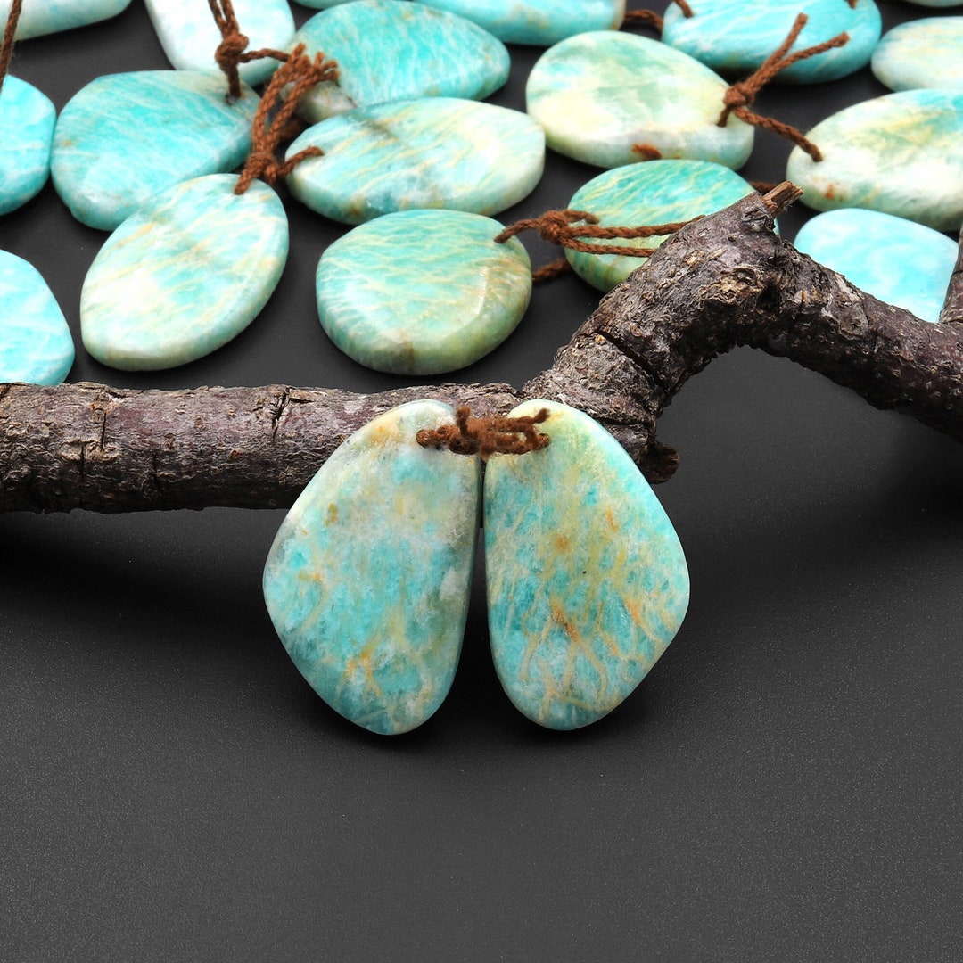 Natural Madagascar Amazonite Freeform Earring Pair Drilled Matched Gemstone Beads - Etsy