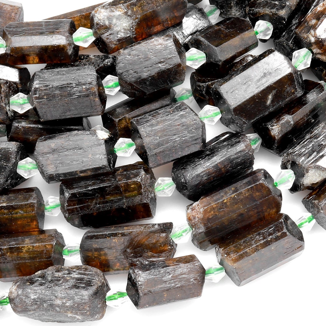 Raw Natural Honey Cognac Green Tourmaline Dravite Beads Freeform Nugget ...