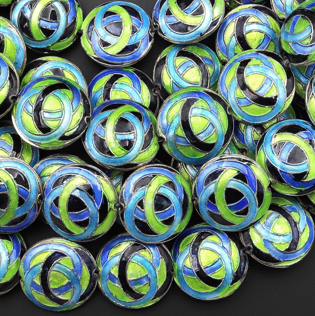 Infinity Knot Hand Made Cloisonné Coin Disc Beads 20mm Decorative ...