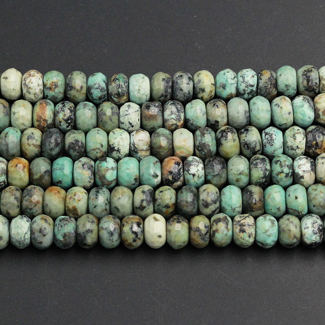 Natural African Turquoise 6mm 8mm 10mm 12mm Faceted Rondelle Beads 15.5 ...
