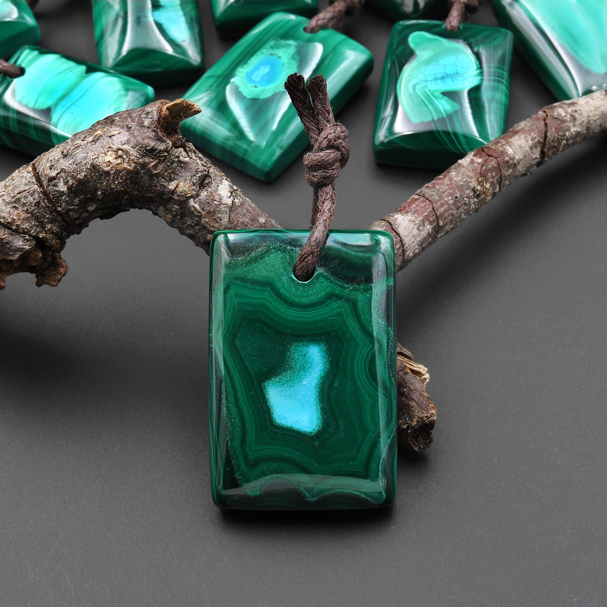 Extremely Rare Natural Blue Chrysocolla Green Malachite Rectangle ...