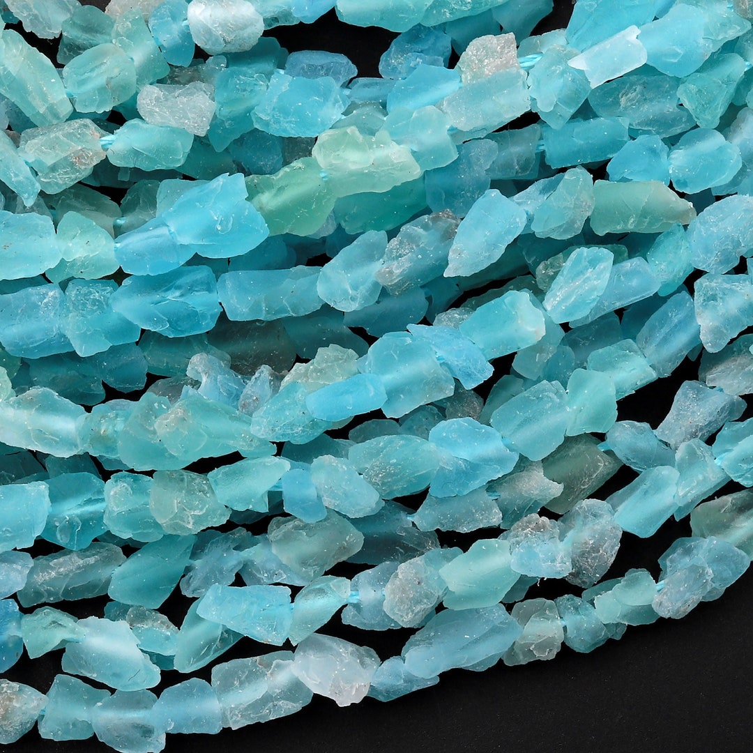 AAA Raw Rough Apatite Freeform Beads Nuggets Gemmy Seafoam Blue ...