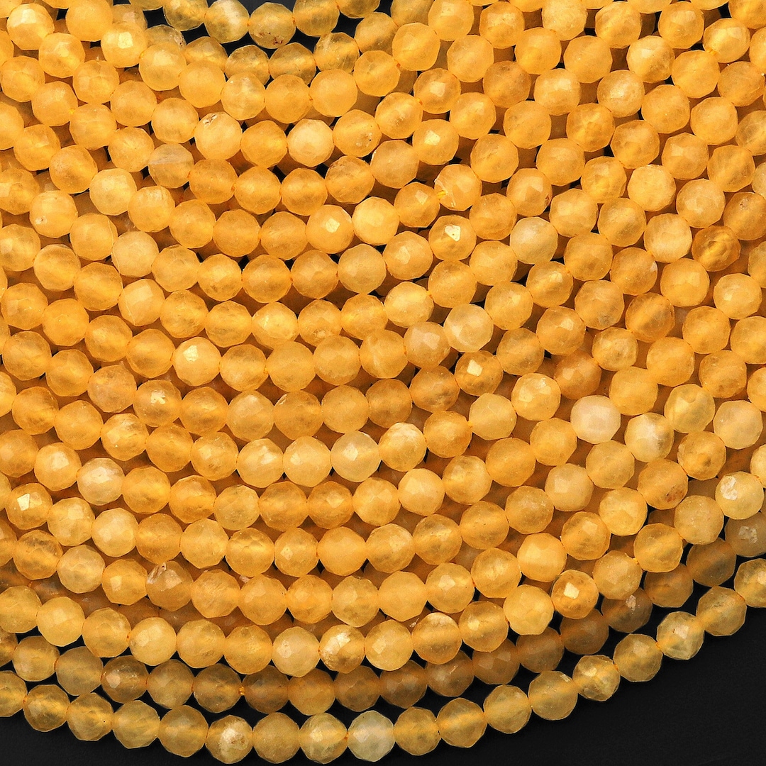 AAA Faceted Natural Honey Calcite 4mm Round Beads Golden Yellow ...