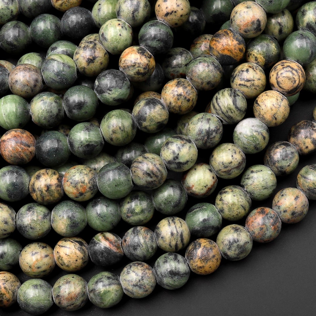Large Hole Beads Natural Verdite Jungle Jasper 8mm 10mm Round Beads Big ...