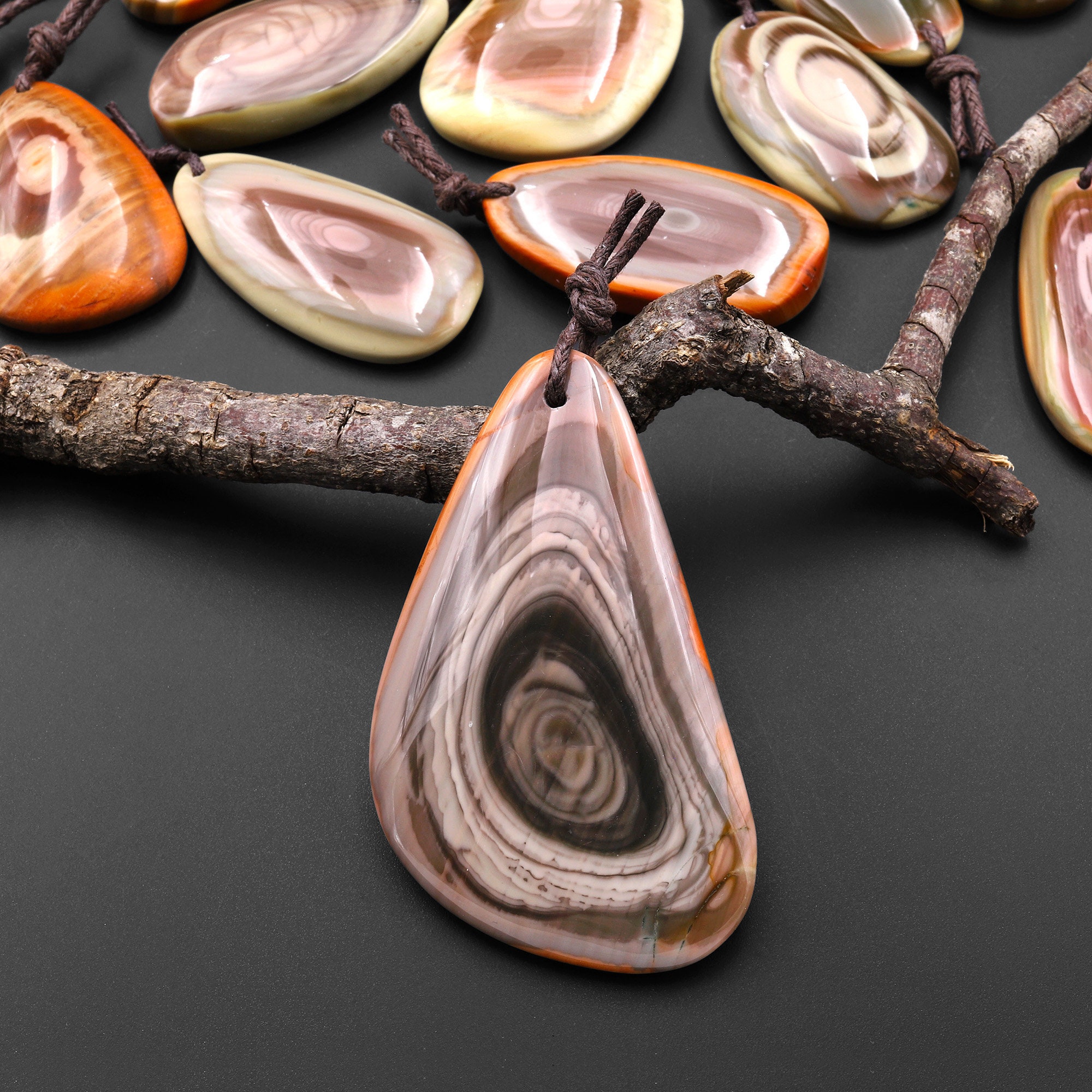Rare Natural Mexican Imperial Jasper Freeform Pendant Mauve Pink Green ...