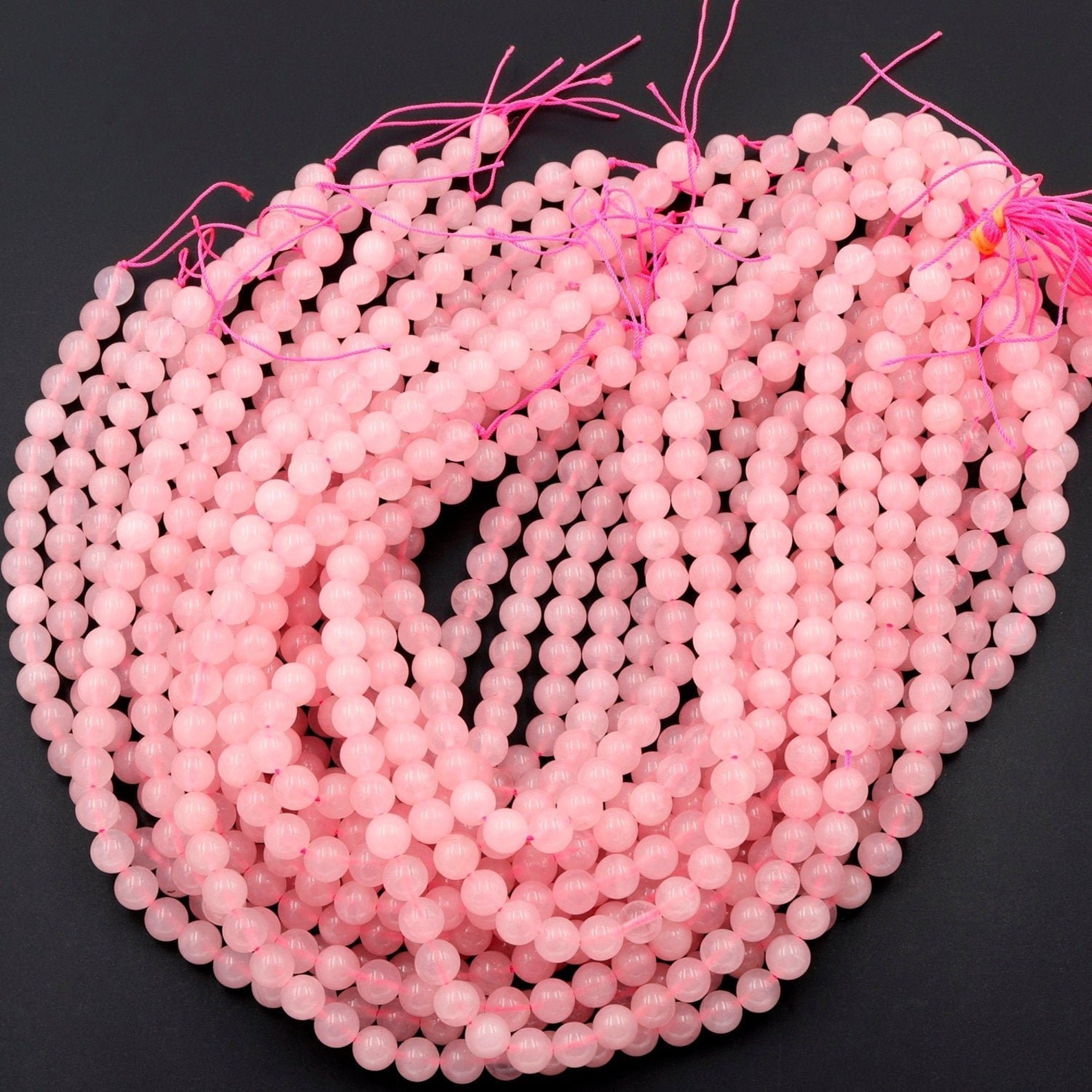 Natural Pink Rose Quartz 4mm 6mm 8mm Round Beads Smooth - Etsy