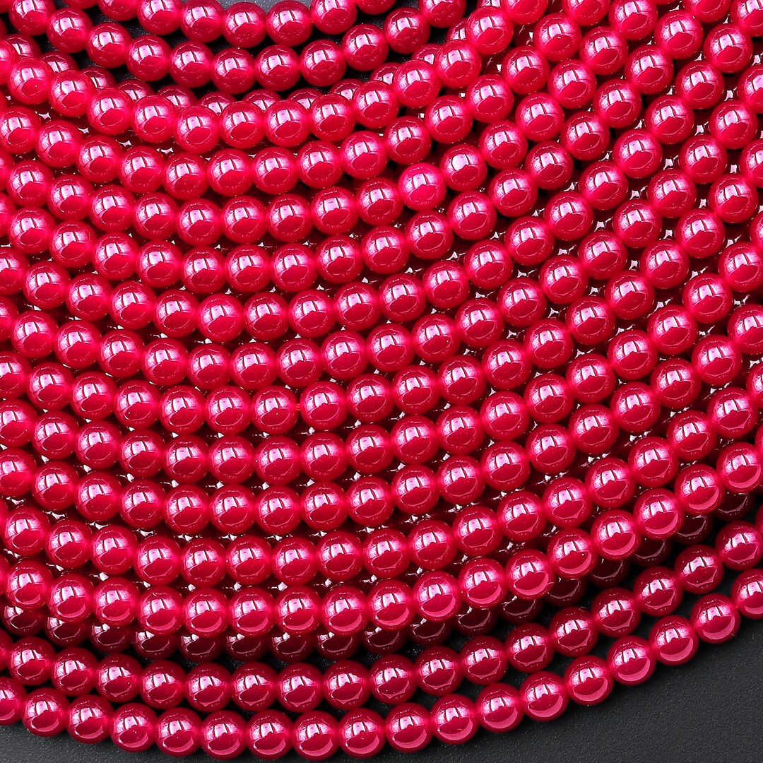 Lab-grown Red Ruby 2mm 3mm 4mm Smooth Round Gemstone Beads 15.5" Strand ...