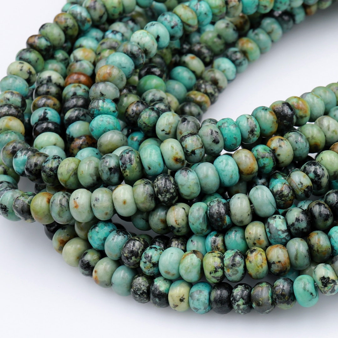 Natural African Turquoise 4mm 6mm 8mm 10mm Rondelle Beads Blue Green ...
