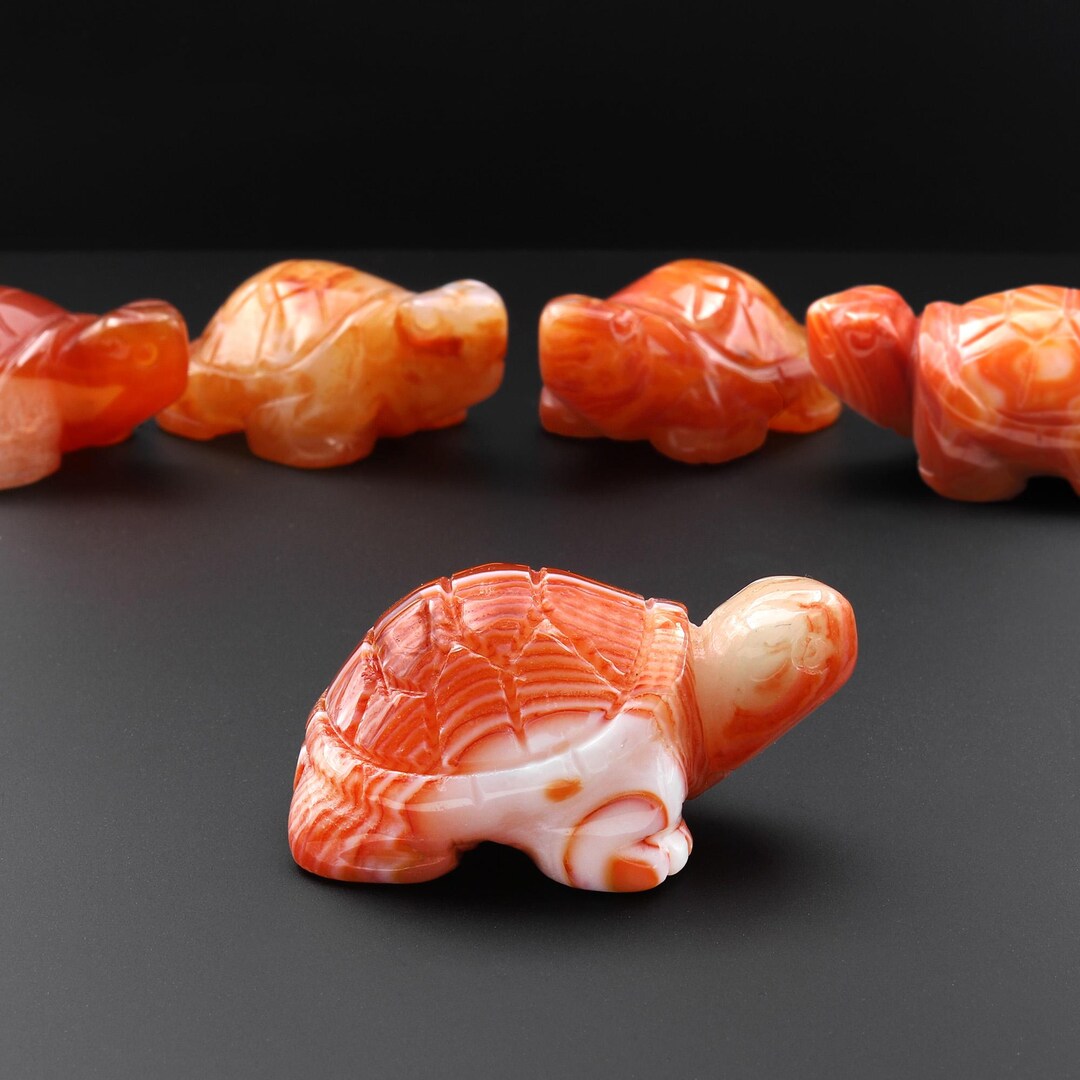 Hand-carved Natural Orange Red Carnelian Turtle Figurine Crystal ...