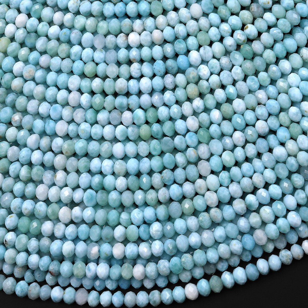 AAA Faceted Genuine Natural Blue Larimar Beads 3mm 4mm Rondelle Beads ...