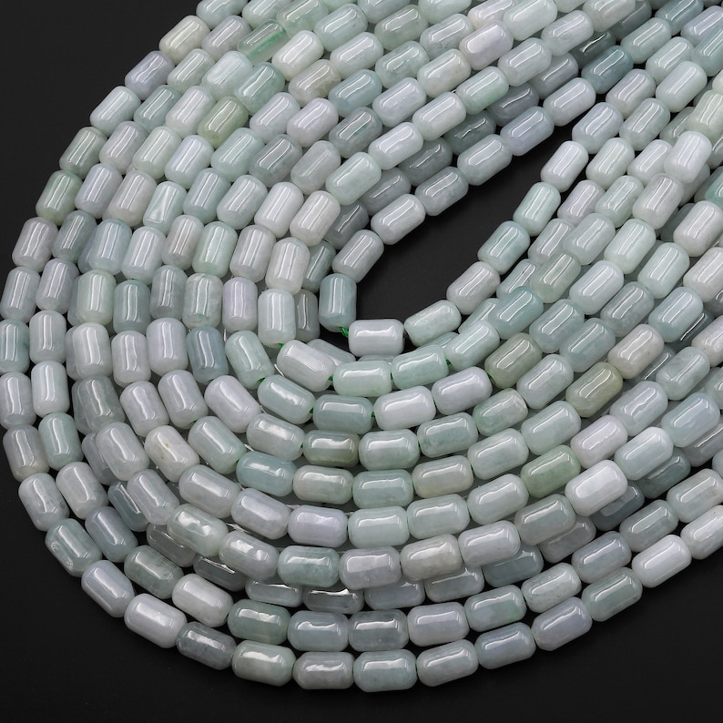 AAA Natural Light Green Burma Jade Thin Smooth Tube Cylinder Beads 15.5 ...