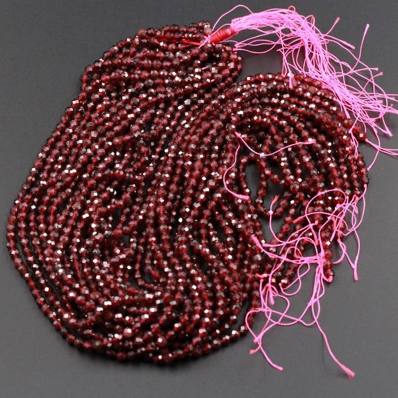 AAA Natural Red Garnet Gemstone Beads Micro Faceted 2mm 3mm - Etsy