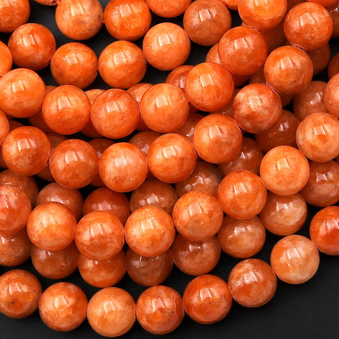 AAA Fiery Genuine Natural Orange Calcite Beads 8mm Smooth Round ...