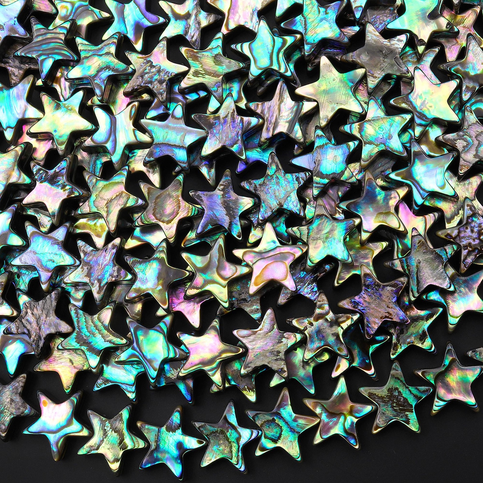 AAA Genuine Abalone Shell 8mm 10mm 12mm 16mm Star Beads Iridescent ...