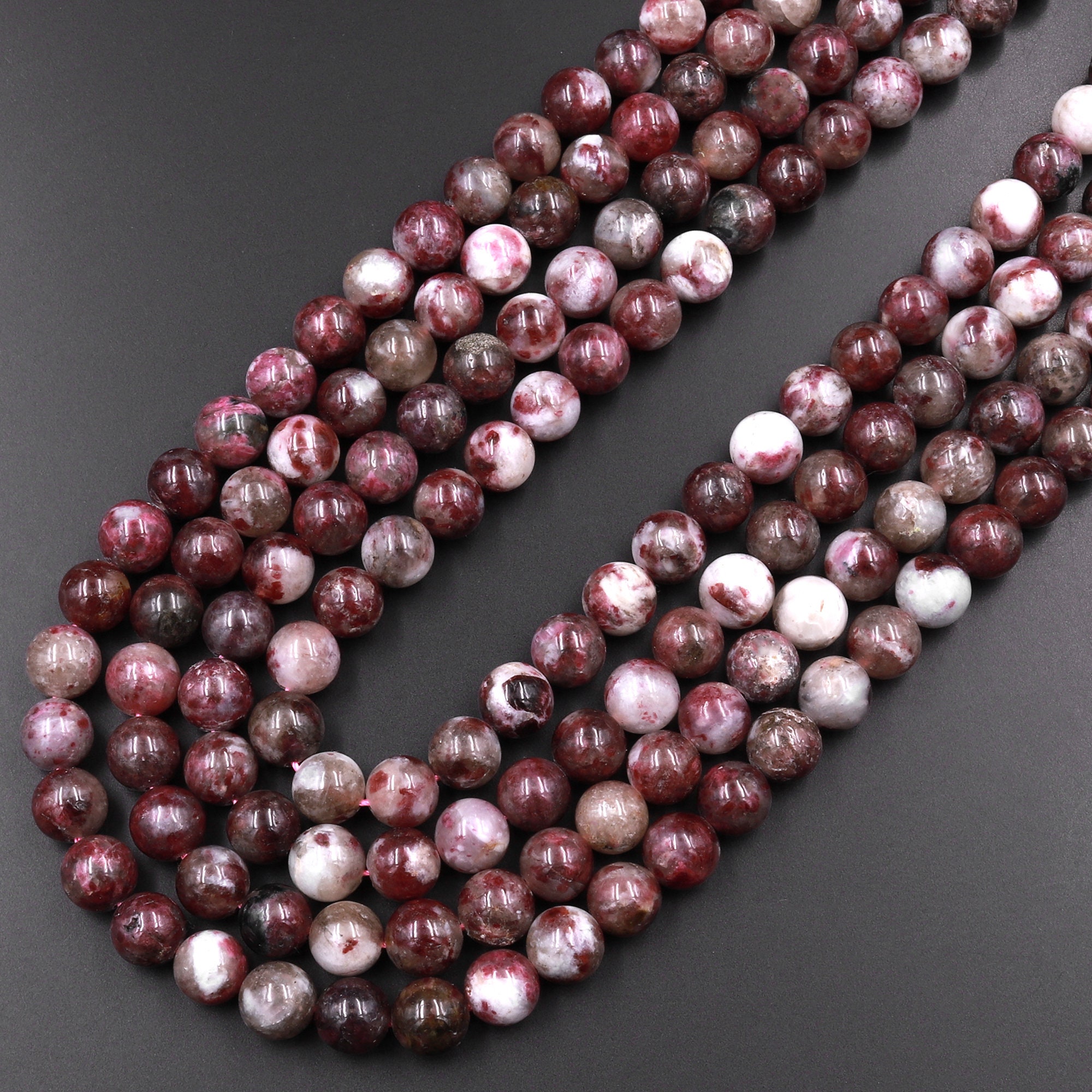 Natural Red Tourmaline Rubellite in Quartz 4mm 6mm 8mm 10mm - Etsy