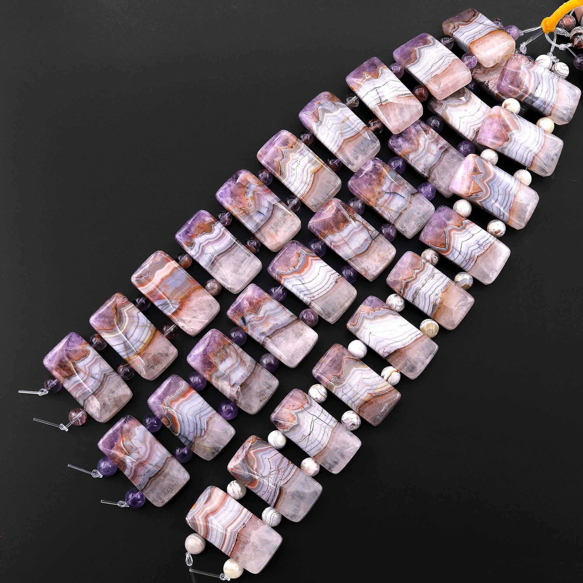 Rare Natural Rainbow Amethyst Rectangle Tile Double Drilled Bracelet ...