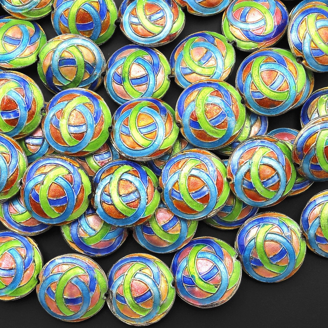 Infinity Knot Hand Made Cloisonné Coin Disc Beads 20mm Decorative ...