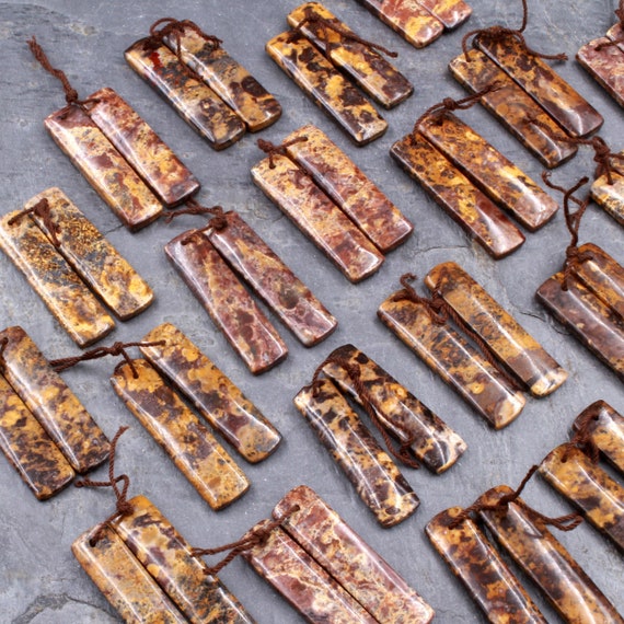 Drilled Natural Yellowstone Jasper Earring Pair Gemstone - Etsy