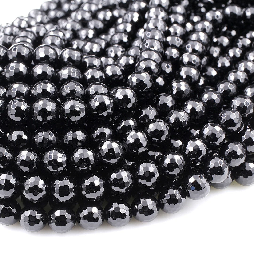 AAA Faceted Natural Black Onyx Beads 2mm 3mm 4mm 6mm 8mm 10mm 12mm 18mm ...