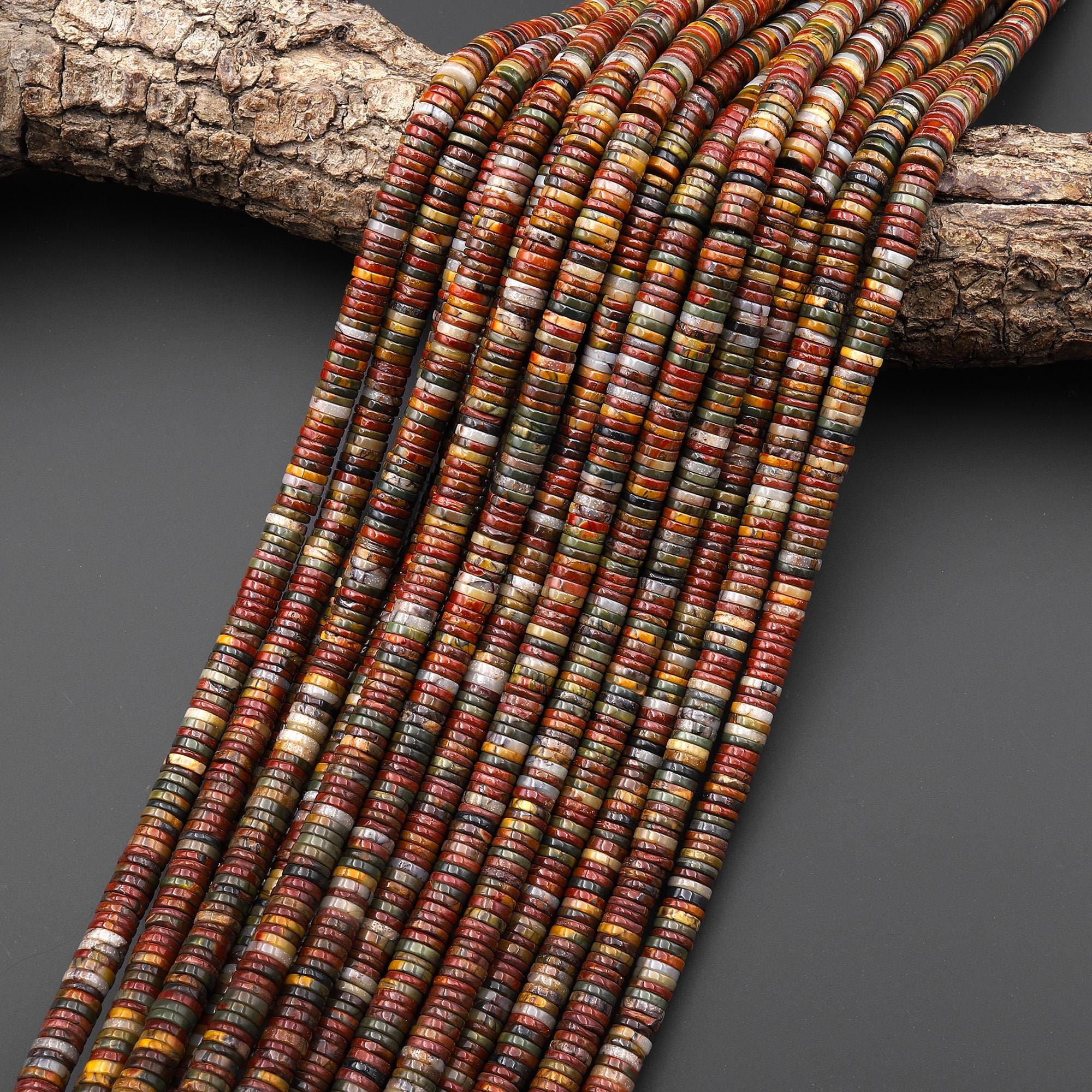 Natural Red Creek Jasper Beads 6mm Smooth Thin Heishi Rondelle Disc Aka ...