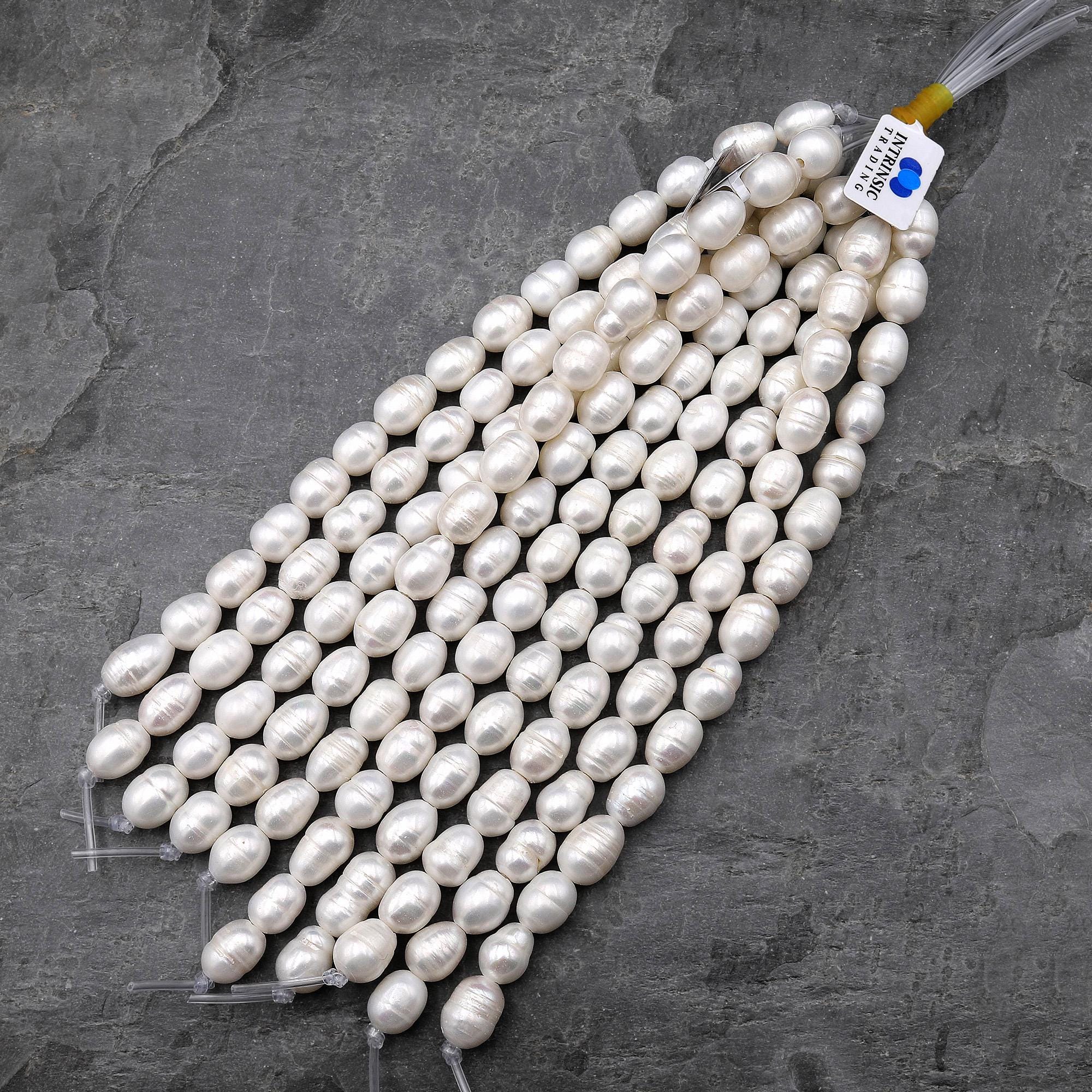 Large Hole Pearls Beads Natural White Genuine Freshwater Pearl Potato ...