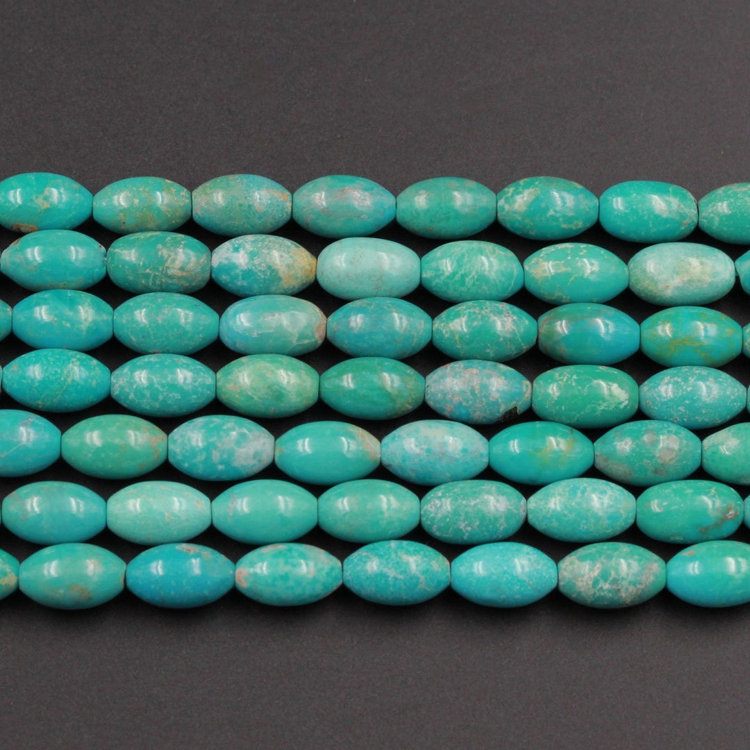 Genuine Natural Turquoise 10x6mm Barrel Oval Rice Beads Blue Green ...