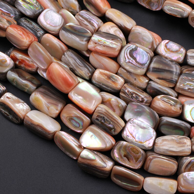 Rare Natural Orange Abalone Shell Beads Rectangle Tube Nugget | Etsy