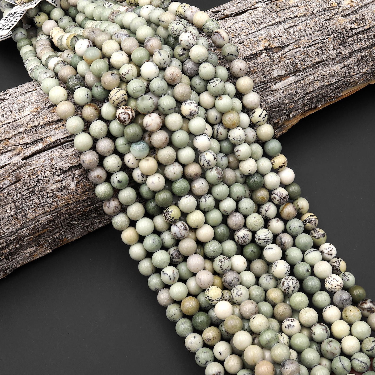 Natural Mint Sage Green Dendritic Fern Jasper 6mm 8mm 10mm Smooth Round ...