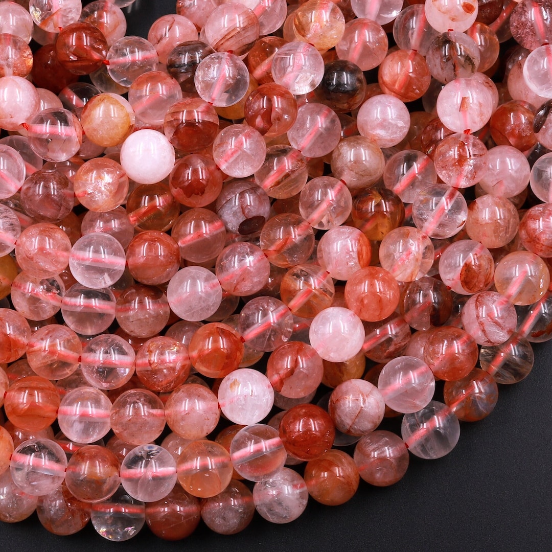 Natural Red Hematoid Lepidocrocite Quartz 4mm 6mm 8mm 10mm Round Beads ...
