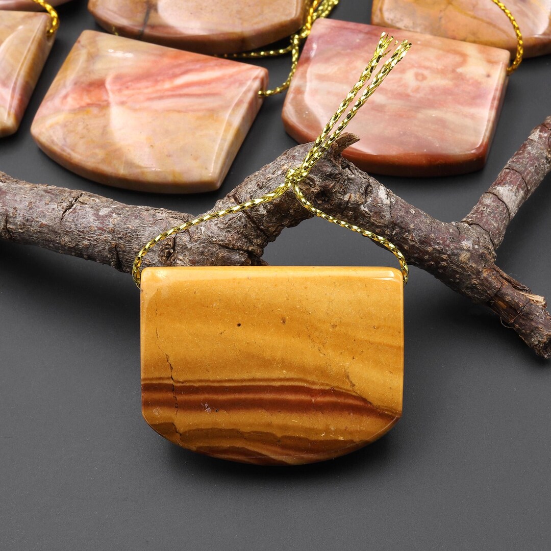 Natural Red Ocean Jasper Rectangle Saddle Locket Pendant Top Side ...